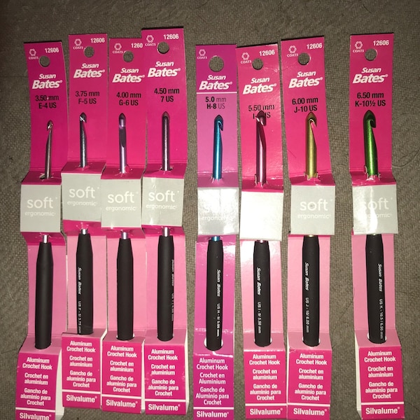 Crochet Hook Susan Bates Ergonomic Aluminum Crochet Hooks Silvalume ...