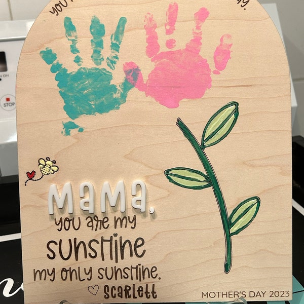 Sunshine Mother's Day Handprint Sign, Handprint Sign, Mother's Day Gift ...