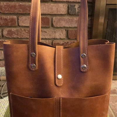 Caramel Leather Bag, Leather Tote Bag, Tote Leather Bag, Leather ...