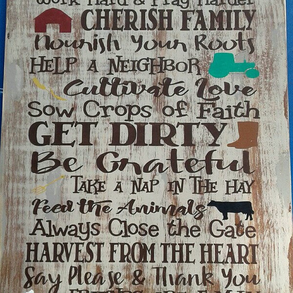 Farmhouse Rules Quotes Sign Farm Living Agriculture Country Life Svg ...