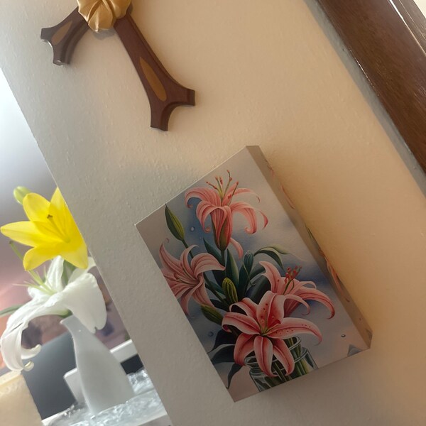 Canvas Stargazer Lily Painting Floral Canvas Flower Arrangement Canvas ...