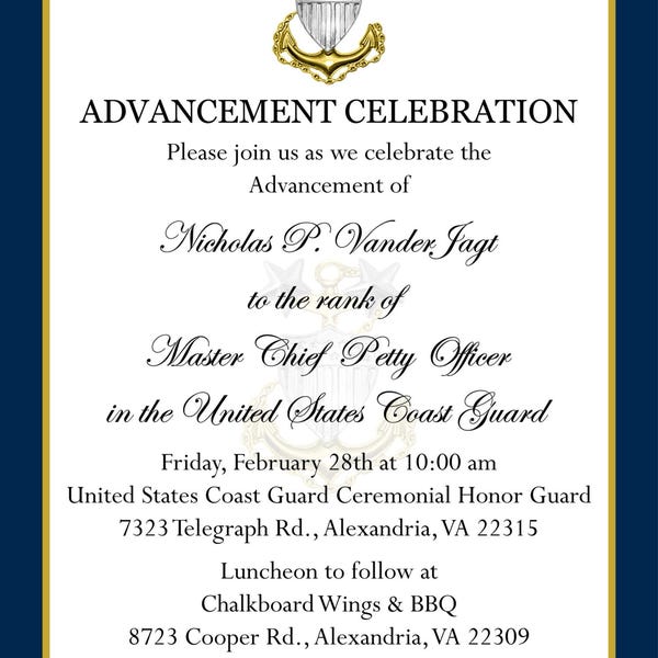 Army Promotion Ceremony Invitation, Printable Army Promotion Invitation ...