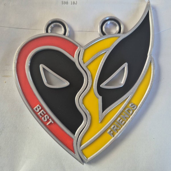 Deadpool Wolverine Heart Logo Keychain / Necklace - 3D Printed - Etsy