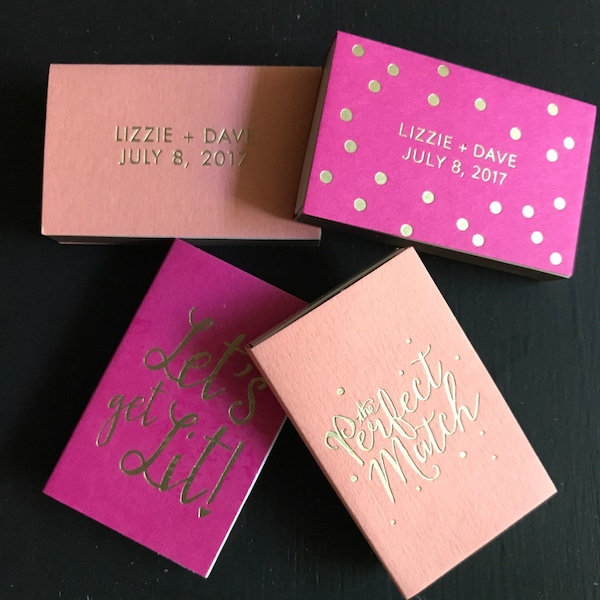 The Perfect Match Personalized Matchboxes - With Polka Dots - Wedding ...