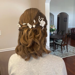 Pearl Floral Sliver Wedding Bridal Accessory Bridal Handmade Clay ...