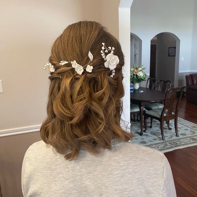 Pearl Floral Sliver Wedding Bridal Accessory Bridal Handmade Clay ...