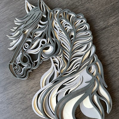 Multilayer Horse Laser Cut File 3D Horse Mandala Layered Dxf Dwg ...