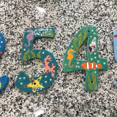 Custom Ceramic Numbers Tile Wall Hanging Blue Mosaic Tiles - Etsy