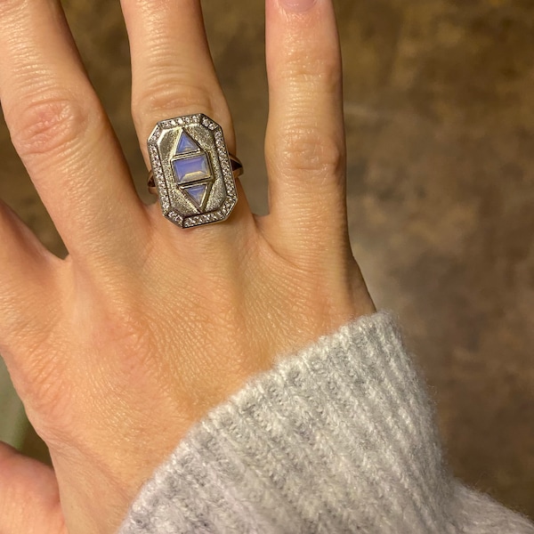 Three Stone Ring, Cancer Awareness, Breast Cancer Gift, Cancer Survivor ...