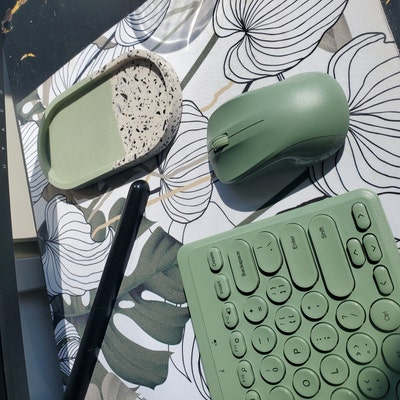 White and Sage Wavy Terrazzo Tray Sage Green and White Tray - Etsy