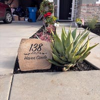Monogram Last Name Rock - Engraved Stone - Personalized - Garden Stone ...