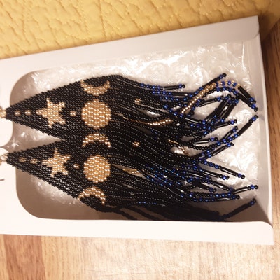 Earrings Black Cat Brick Stitch Pattern Tutorial for Dangle Earrings ...