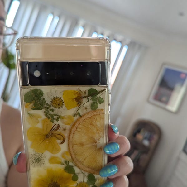 Sky Blue Floral Pressed Flower Cover Case for Pixel 9 Pro Xl, Samsung ...