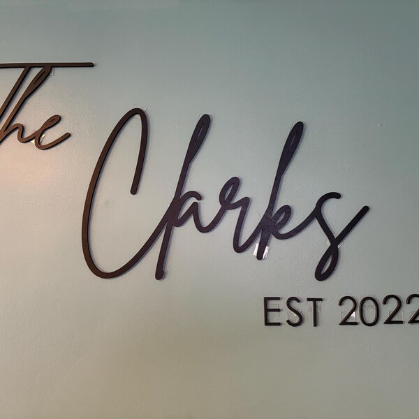 Custom Last Name Sign | Personalized Family Name Words | Wedding ...