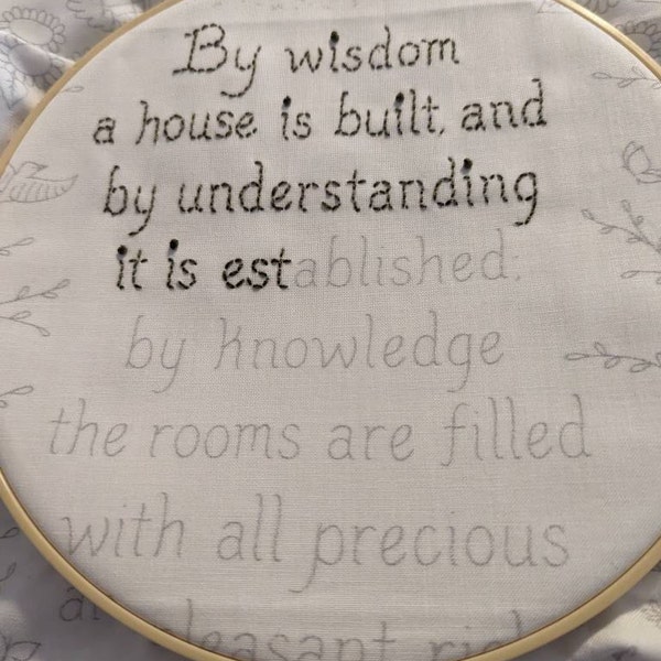 By Wisdom a House is Built - Proverbs Embroidery Pattern in Color ...