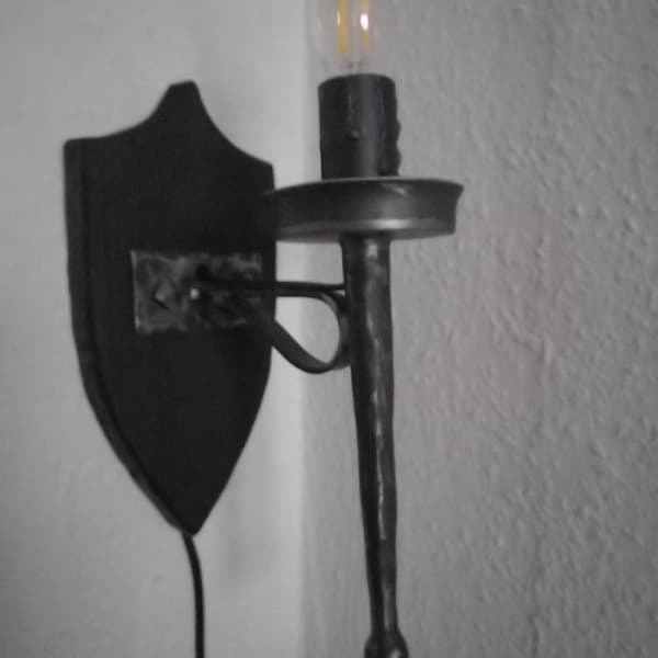 Medieval Wall Sconce,gothic Wrought Iron Light,gothic Wall Lamp,forged ...