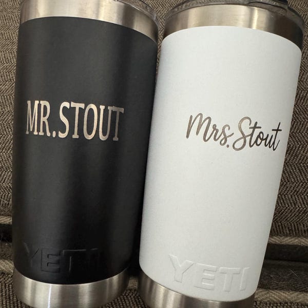 Personalized Initial YETI Tumbler: Laser Engraved 20 Oz Stainless Steel ...