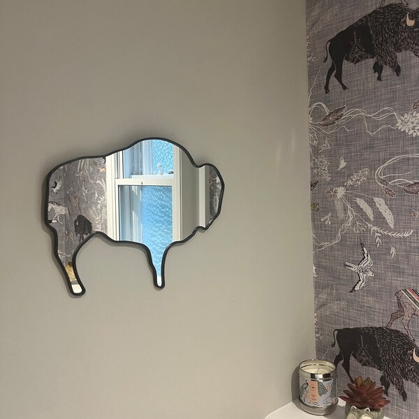 Buffalo Mirror Bison Wall Mirror Wall Art Cabin Hunting Lodge Decor ...