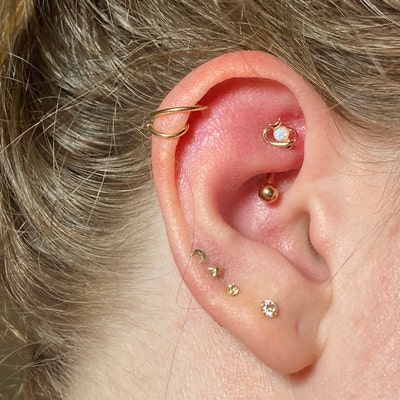 Rook Piercing Jewelry, Opal Rook Earrings, Rose Gold Rook Jewelry ...