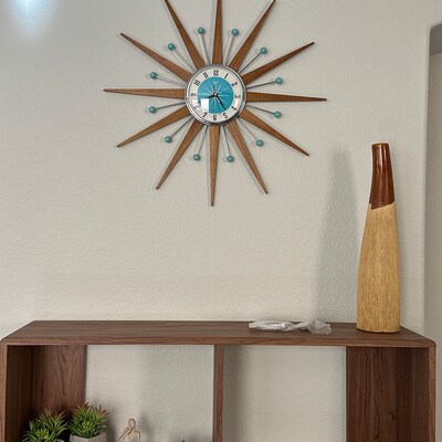 Colour Etched Trianguloid Lucite Formica Caravan Wall Clock From Royale ...