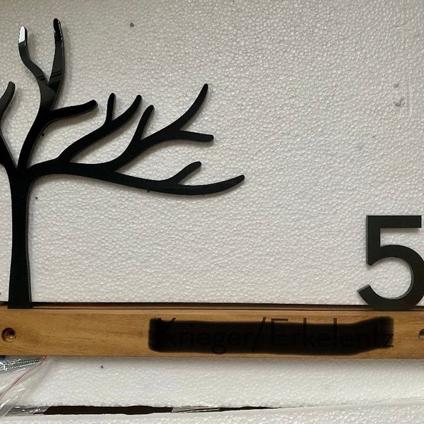 Modern House Numbers - Tree 02 Wooden & Acrylic Signs - African Teak ...