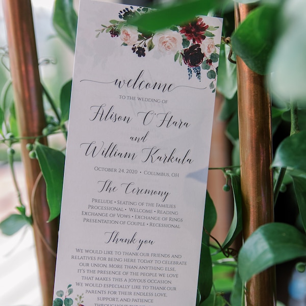 Editable Wedding Program Template, Fully Editable Printable Ceremony ...