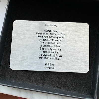 Personalised Own Message Metal Wallet Card Sentimental Romantic ...