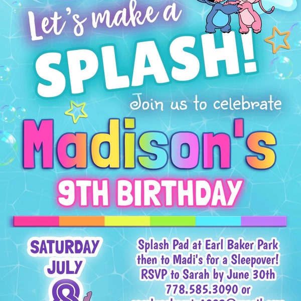 Editable Splash Pad Party Invitation Template | Girls Sprinkler Park ...