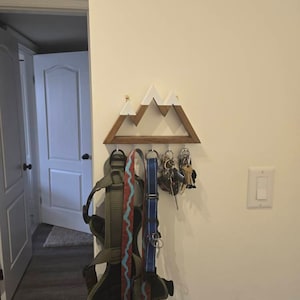 Floating Wooden Shelf With Key Hooks Wall Key Holder Entryway Shelf ...