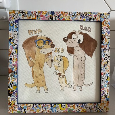 Watercolor BLUEY FAMILY Portrait Bluey Painting - Etsy