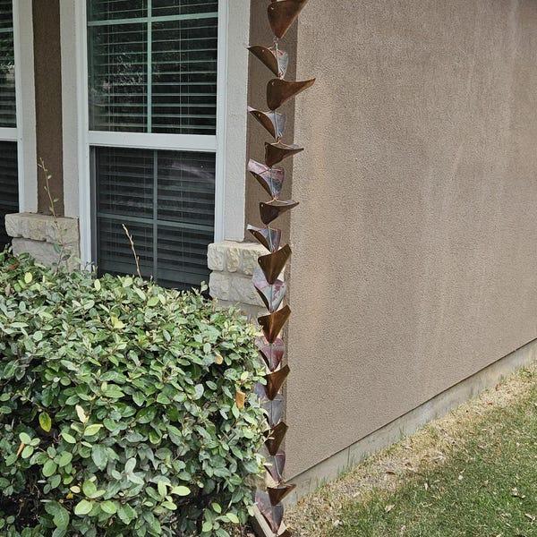 9 1/2-foot Cascading Water COPPER RAIN CHAIN - Handmade Plant Sculpture ...
