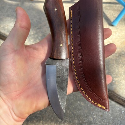Hand Forge Bushcraft Knife With Sheath Rosewood Fixed Blade Custom Knife Hunting Knife Camping ...