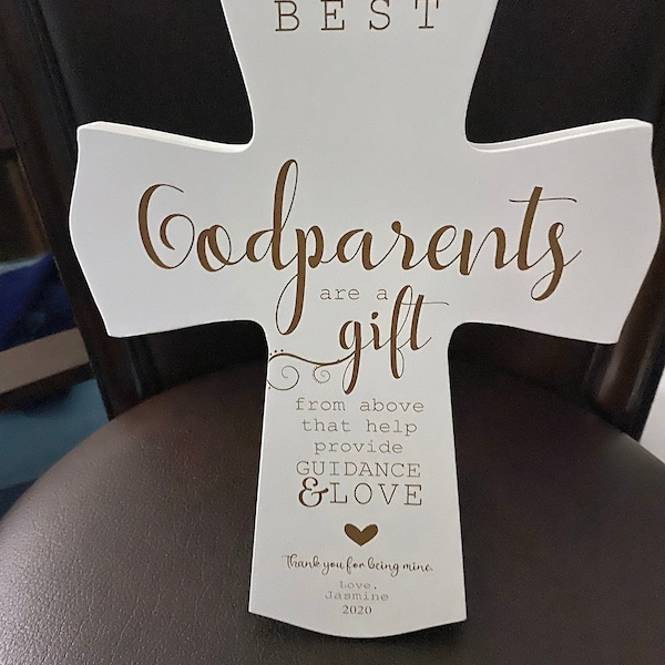 Gift for Godparent, Godparent Gift Wood Cross, Personalized Godmother ...