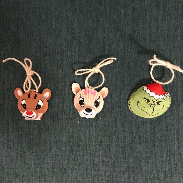 Seashell Rudolph the Red Nosed Reindeer and Clarice Ornaments ...