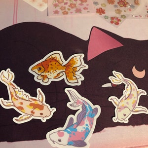 Pink Koi Fish Vinyl Sticker - Etsy