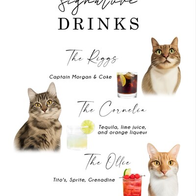 Pet Signature Cocktail Cat Custom Drink Sing Dog Signature Drink Sing ...