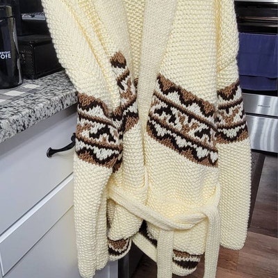 Big Lebowski Cardigan Dude Style Sweater Hand Knit Wool Cowichan Style ...