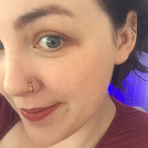 Ruby Flower NOSE RING // Gold Nose Ring Hoop - Conch Piercing - Septum ...