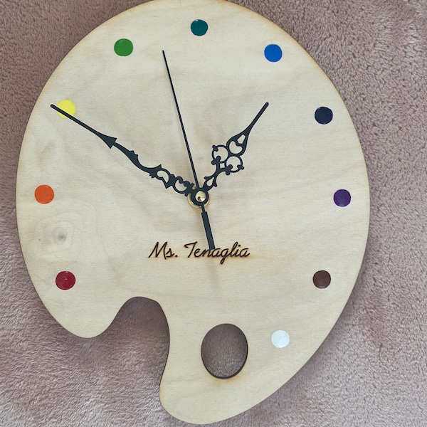 CUSTOM Art Clock- Art Palette Painting Clock Engraved With Name or ...