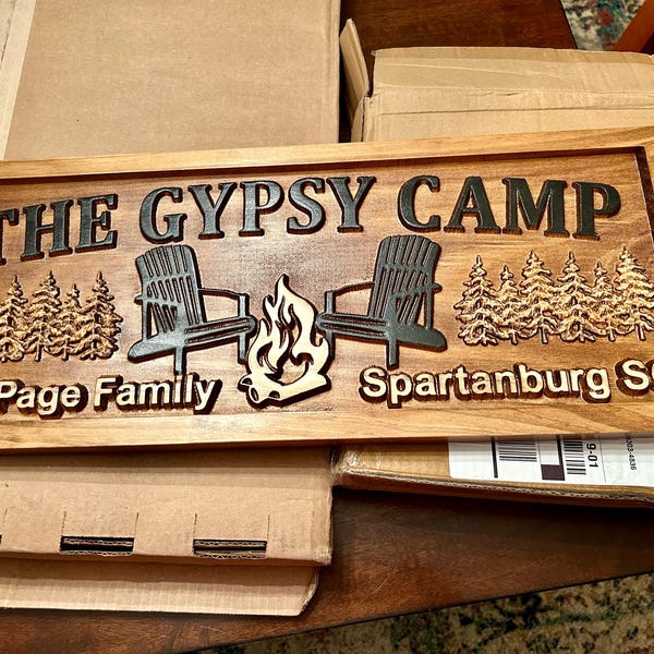 Custom Wood Campfire Sign | Family Name Campsite Sign | Last Name Sign ...