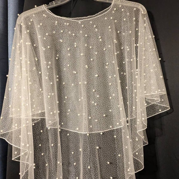 Pearl Cape, Wedding Cape, White Pearl Topper, Ivory Pearl Topper, Pearl ...