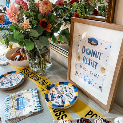 Donut Resist Table Sign Police Officer Party Sign Police Station Party ...