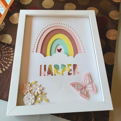 3D Custom Name Shadow Box, Boho Rainbow Svg, Layered Paper Art, Files ...