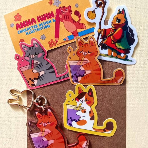 Orange Kitty Clear Acrylic Keychain/ Cute Keychain - Etsy