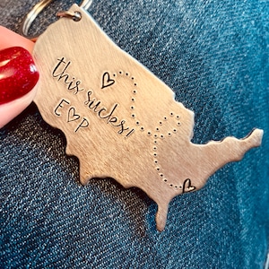 LARGE Custom USA State Keychain Any States US Hand Stamped | Etsy