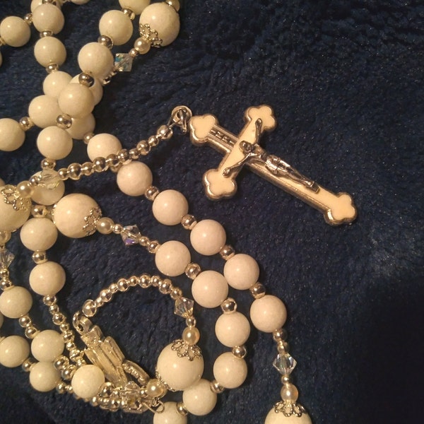 Mens BLACK Onyx 24" Rosary Papal Cross Ferula Catholic Necklace BLACK ...