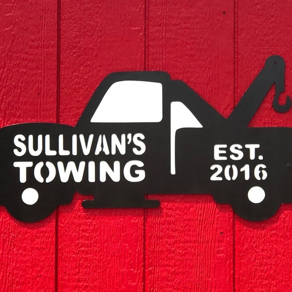 Large Metal Customized Tow Truck Sign | Personalized Towing Business ...