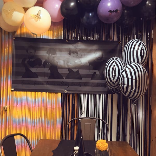 3pc Stripe Balloons 18in , Black and White Theme Wednesday Addams Decor ...