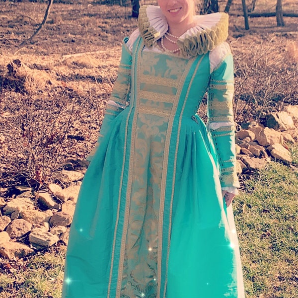 Elizabethan Neck Ruff, White and Gold Tudor Neck Ruff, Renaissance ...