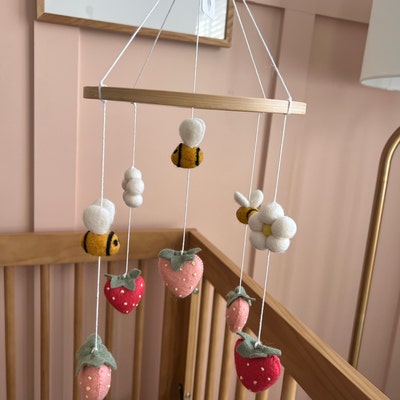 Strawberry Mobile/baby Mobile/fruit Felt Mobile/strawberry Decoration ...